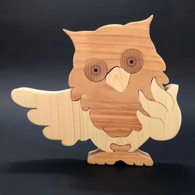 AMADEA Dřevěné puzzle sova, masivní dřevo dvou druhů dřevin, 22 cm