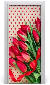 Samolepící fototapeta na dveře Červené tulipány 75x205 cm