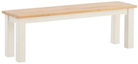 furniture-nabytek.cz - Masivní lavice Caprino z borovice a MDF, lakovaná, bílá/hnědá – 134×35×45 cm