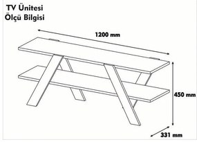 Bílý/přírodní TV stolek v dekoru ořechu 120x33 cm Basic – Kalune Design