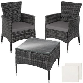 TecTake GmbH 402864 zahradní ratanový nábytek luzern 2+1 - šedá
