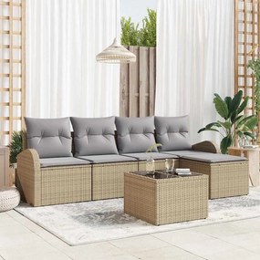 Set pohovek 6 ks Béžová a Světle šedá polyratan 3354679