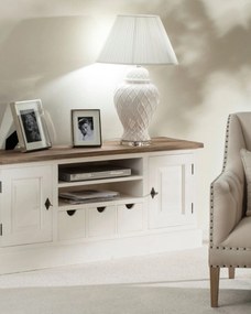 TV/Audio stolek Brighton 150x40x65cm white&amp;natural