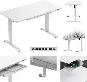 Elektrický psací stůl se skleněnou deskou MarkAdler Leader 8.5 White Nastavitelný
