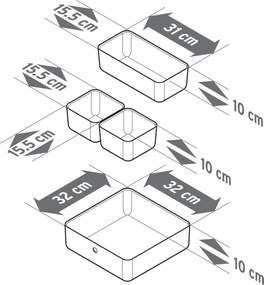 Tchibo - Organizéry do zásuvek - barva: šedá