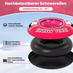 Costway Nafukovací zimní pneumatika s tažnou šňůrou a rukojetí Snowtube – růžový