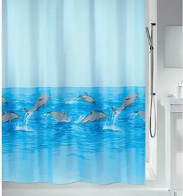 Spirella NEMO sprchový závěs motiv delfínů 120 x 200 cm modrý / polyes