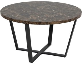 OnaDnes -20% Scandi Hnědý konferenční stolek s mramorovým dekorem Calvin 77 cm