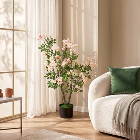 Costway Umělý strom Impatiens 90 cm umělá rostlina v květináči s 210 hedvábnými