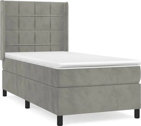 Box spring postel s matrací světle šedá 90x190 cm samet 3132651