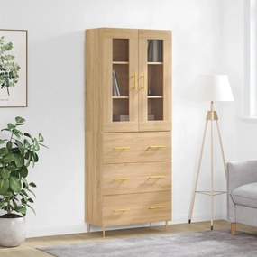 vidaXL Skříň highboard 69,5 x 34 x 180 cm kompozitní dřevo [3198399] Barva: bílá s vysokým leskem