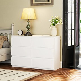 HOMCOM komoda s 3 zásuvkami, moderní bezúchytový design pro obývací pokoj, ložnici a předsíň – bílá (112 × 34 × 75 cm)
