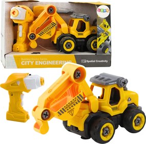 LEAN Toys RC bagr na dálkové ovládání se šroubovákem žlutý 2v1