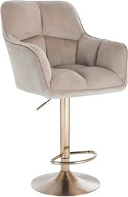 LuxuryForm DESIGN Barová židle AMALFI VELUR na zlaté kulaté podstavě - latte