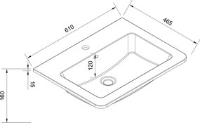 Mereo Mereo, Siena, koupelnová skříňka s umyvadlem z litého mramoru 61 cm, bílá, antracit, černá, CN440M