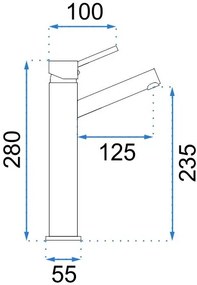 Rea Lumi - Vysoká umyvadlová baterie, Šedá, REA-B8026