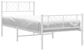 Kovový rám postele s hlavovým a nožním čelem bílý 80 x 200 cm