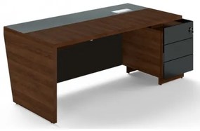Kancelářský psací stůl TRIVEX s kontejnerem - 200x90 cm - dub Charleston/černá - pravý - 3D5303