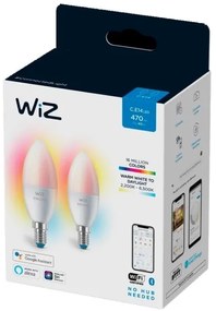 SADA 2x LED RGBW Stmívatelná žárovka C37 E14/4,9W/230V 2200-6500K Wi-Fi - WiZ