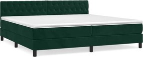 Box spring postel s matrací tmavě zelená 200x200 cm samet 3141506