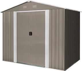 Riwall PRO RMSA 6x8 Brown - zahradní domek kovový 2,4 x 1,7 m se sedlovou střechou hnědý