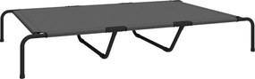 PawHut Venkovní pelíšek pro psy, vyvýšený pelíšek pro velké psy, s omyvatelným ocelovým rámem, 152 x 94 x 23 cm, šedý
