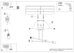 Sollux SL.1451 - Lustr na tyči NORAH 4xE27/15W/230V černá