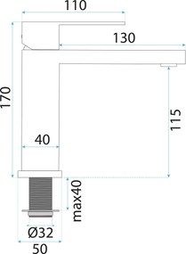 Rea Arlo, umyvadlová baterie h-170, zlatá matná, REA-B0976