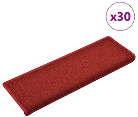 Schodové rohože 30 ks 65 x 21 x 4 cm červené obdélníkový okraj 3365770