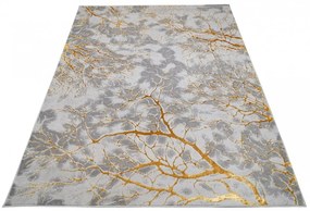 Jednoduchý moderní koberec v šedé barvě se zlatým motivem Šířka: 200 cm | Délka: 300 cm