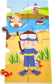 VIGA Dřevěné puzzle Léto / 24 dílků / Dřevěná deska s rámečkem