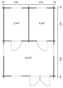 Domek Gerald E 440x595cm, 3 pokoje, 70mm