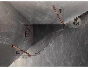 Mexen Lunar, Pětiúhelníkový sprchový kout Mexen Lunar naklápěcí doleva 100 x 100 cm, 8mm čiré sklo, profil růžové zlato, 831-100L-100P-60-00-L
