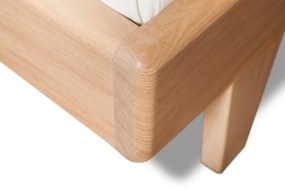 Krajča Manželská postel z masivu Frontera 180 x 220 cm (dub) Povrchová úprava: Černá, Druh dřeva: Dub, Barva čalounění: Červená