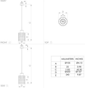 Eglo 43647 - Lustr na lanku MILLIGAN 1xE27/40W/230V pr. 20 cm stříbrná