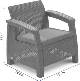 KETER Zahradní sada Corfu II DUO - 75 x 70 x 79cm - grafit / šedá