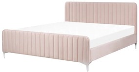 Sametová čalouněná postel s roštem 180 x 200 cm růžová LUNAN Beliani