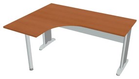Stůl ergo oblouk pravý 160×120/60 cm - Hobis Cross CE 60 P Dekor stolové desky: třešeň, Dekor lamino podnože: šedá, Barva nohou: Stříbrná