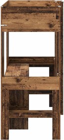 Rám patrové postele se stolem s policí Staré dřevo 75 x 190 cm 3410433