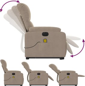 Elektrické zvedací masážní polohovací křeslo taupe mikrovlákno 3204950