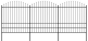 vidaXL Zahradní plot s hroty ocel (1,75–2) x 5,1 m černý