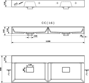 Sapho, GODIVA dvojumyvadlo 119x44cm, litý mramor, bílá, GU119-0