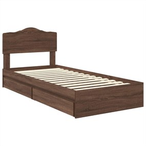 Postel s úložným prostorem se zásuvkou Hnědý dub 70 x 190 cm 3413151