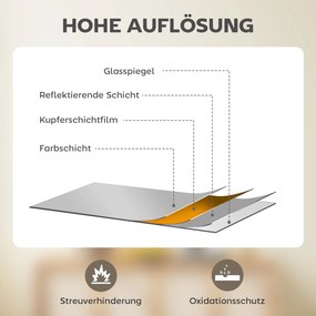 HOMCOM obdélné nástěnné zrcadlo 40 × 60 cm, rám v provedení přírodní dřevo — ideální do koupelny, obýváku nebo ložnice