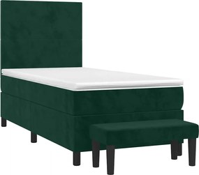Box spring postel s matrací tmavě zelená 100x200 cm samet 3137710