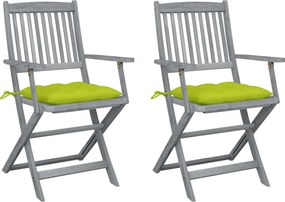 vidaXL Skládací zahradní židle s poduškami 2 ks masivní akáciové dřevo [3064507] Barva: Světle modrá