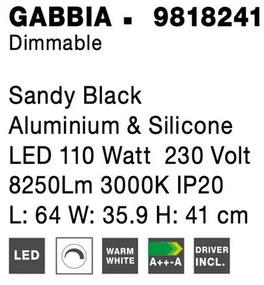 Nova Luce Stropní LED svítidlo GABBIA černý hliník a silikon 110W 3000K stmívatelné