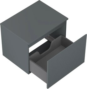 Mexen Rivel, koupelnová skříňka 60 cm s horní deskou, 1 zásuvka, drážkovaná, grafitová matná, 91A20-06047-1-BFC66