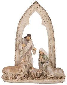 Béžová antik vánoční dekorace betlém - 18*7*22 cm