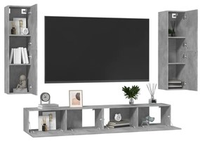 vidaXL 4dílný set TV skříněk betonově šedý kompozitní dřevo